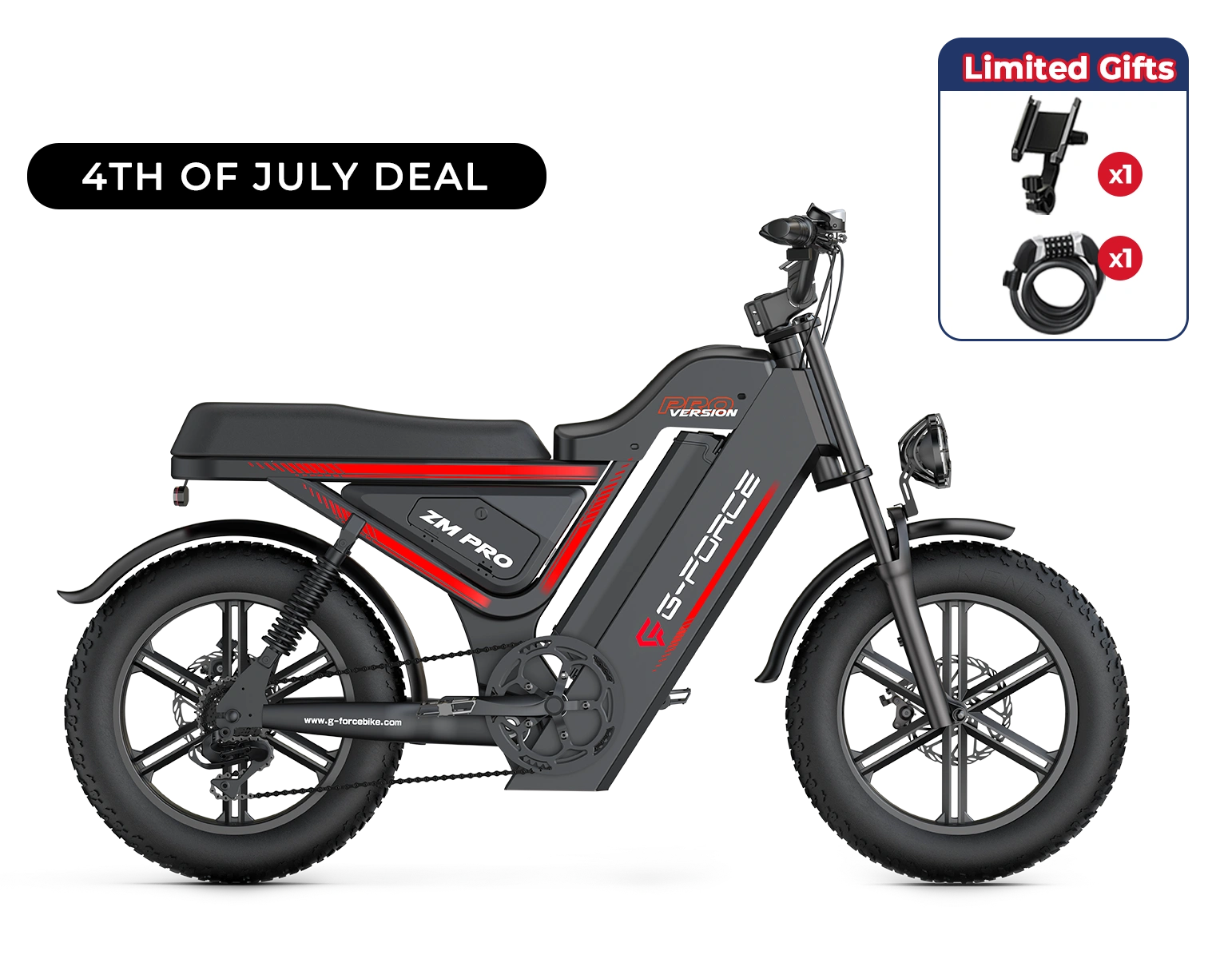 G-fORCE ZM PRO 52V 60AH 1000W Fat Tire Ebike – 200 Mile Range & 34MPH ...